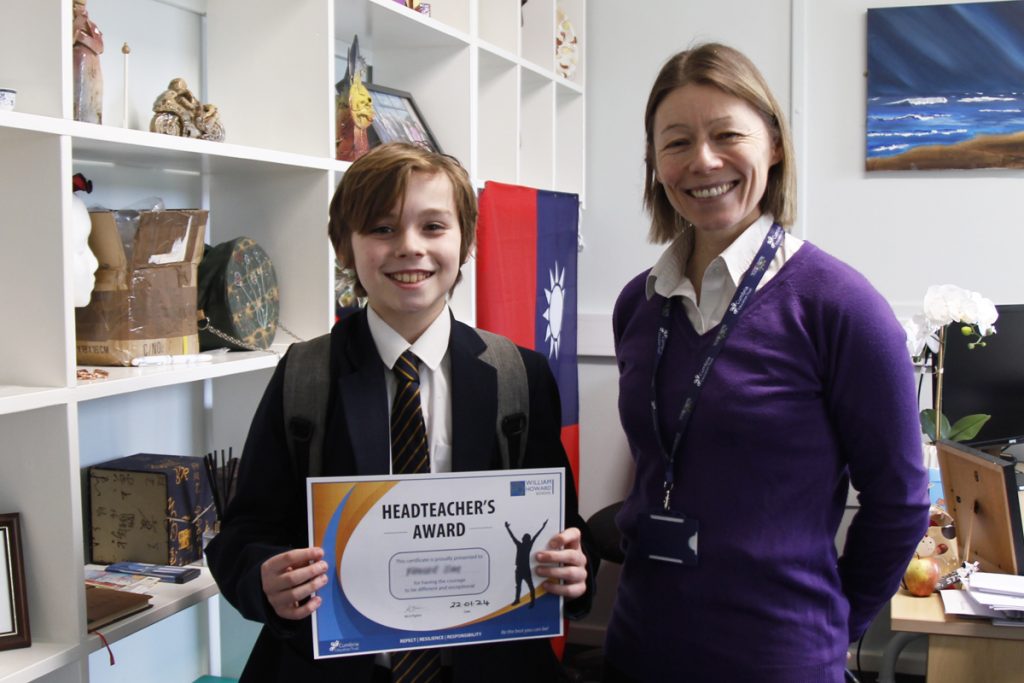 Headteacher's Award for Polite and Helpful Student - William Howard School